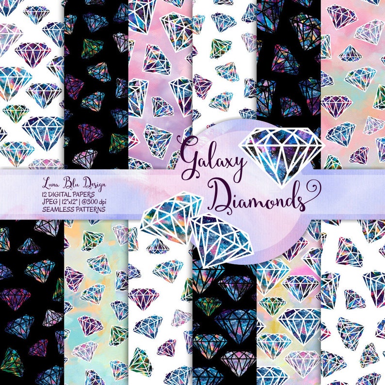 Diamonds Digital Paper galaxy Diamond Patterns - Etsy