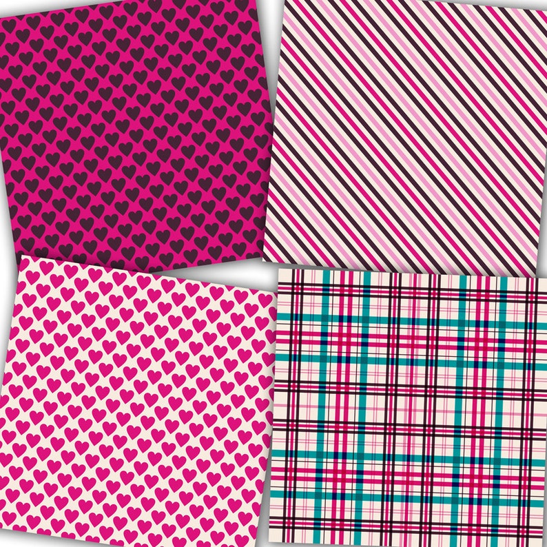 Valentine Digital Paper: Valentine Paper love | Etsy