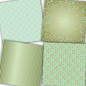Mint and Gold Digital Paper: "mint and Gold Wedding" for Invitations ...
