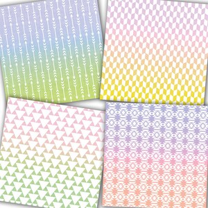 Tribal Digital Paper: " Ombre Tribal" Pastel Tribal, Triangles, Chevron ...
