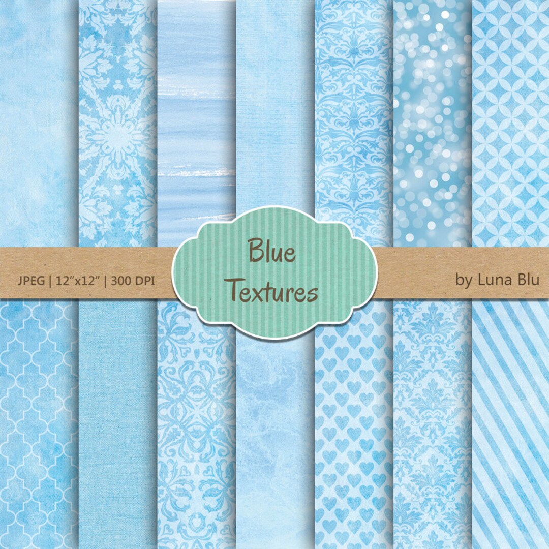 Textured Digital Paper: "blue Textures" Blue Digital Paper, Textured ...