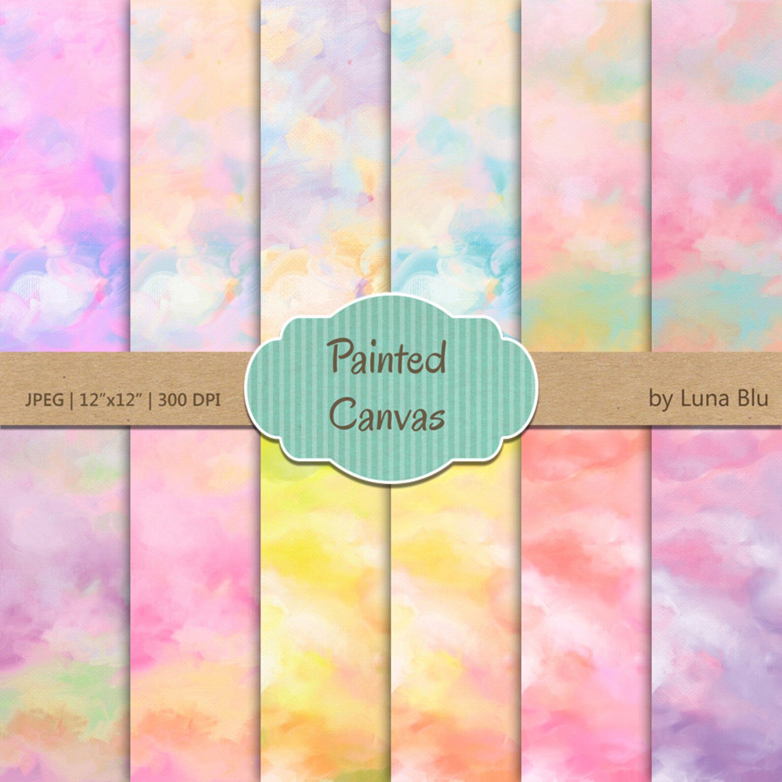 Canvas Digital Paper Pack: "pastel Digital Paper" With Painted Canvas ...