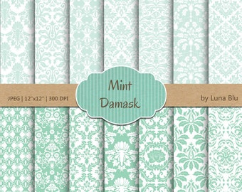 Mint Green Damask | Etsy