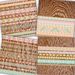 Tribal Wood Digital Paper: " Tribal Wood Backgrounds", Tribal Digital ...