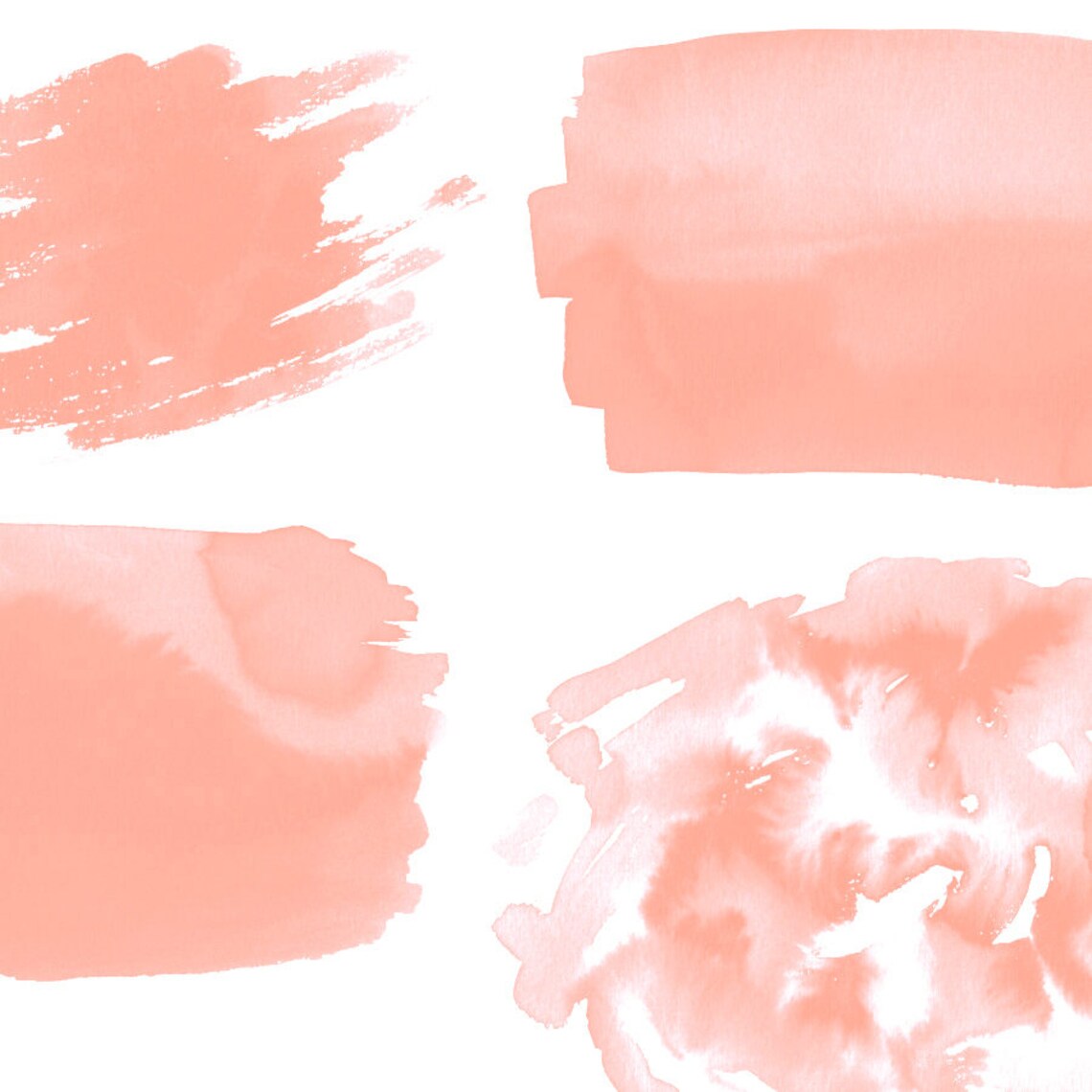 Watercolor Splash Clipart Coral Watercolor Brush Strokes | Etsy