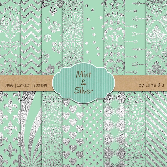 Mint Gold Digital Paper, Mint Gold Scrapbook Paper, Digital, 42% OFF
