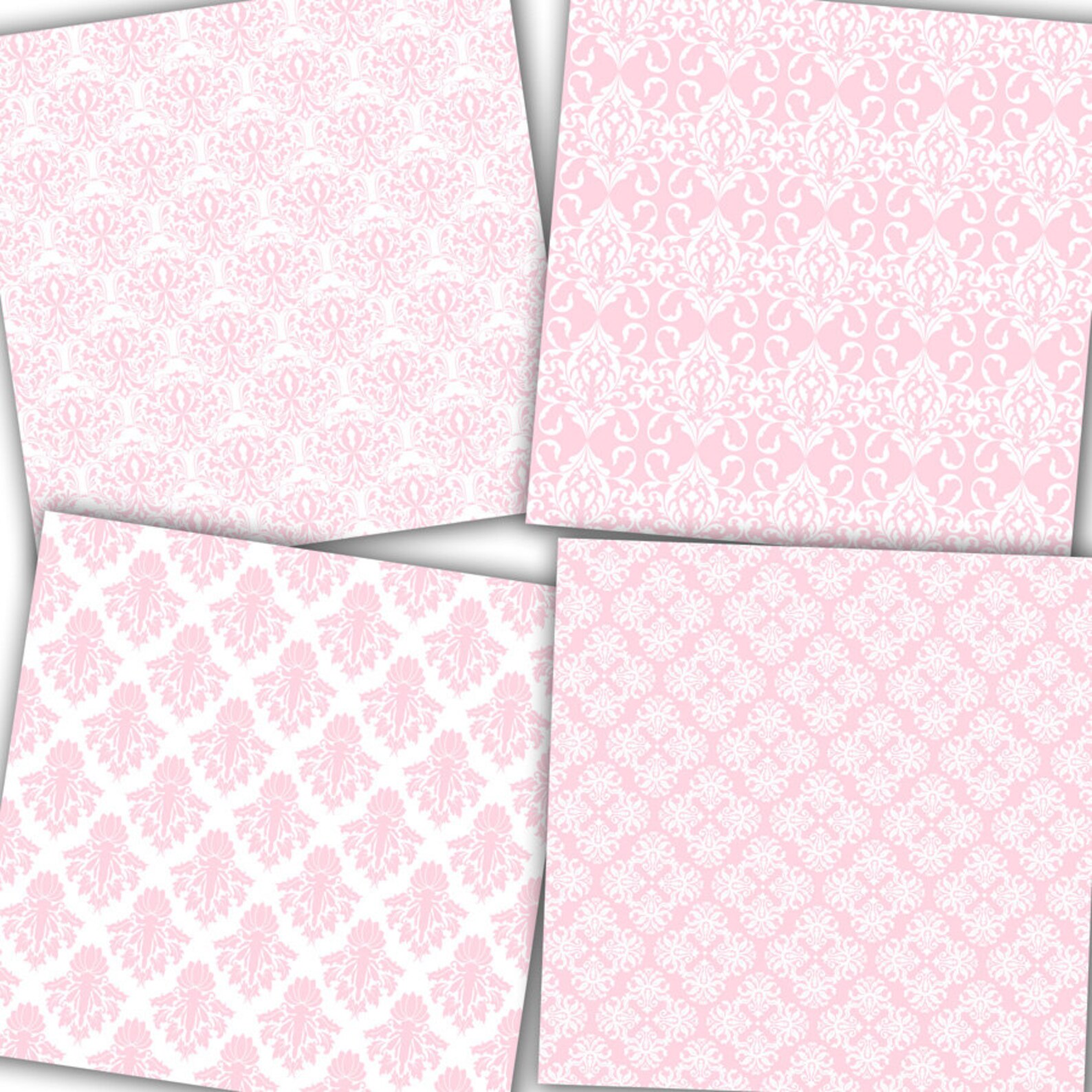 Baby Pink Digital Paper: baby Pink Damask Soft - Etsy