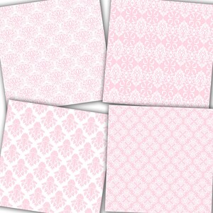 Baby Pink Digital Paper: "baby Pink Damask " Soft Pink, Pale Pink ...