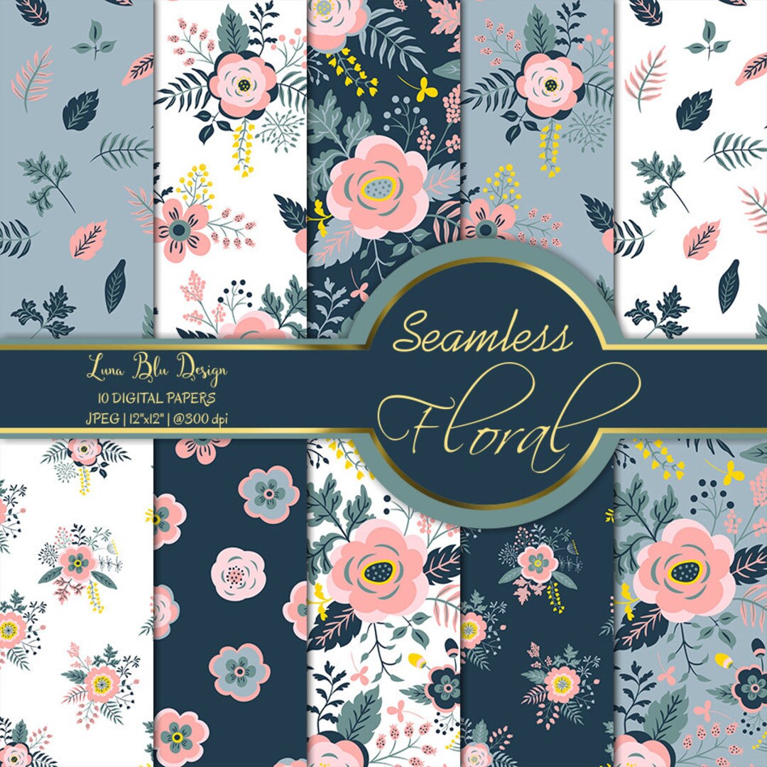 Seamless Floral Digital Paper Pack: 10 JPG Designs (12x12, 300dpi) - Etsy