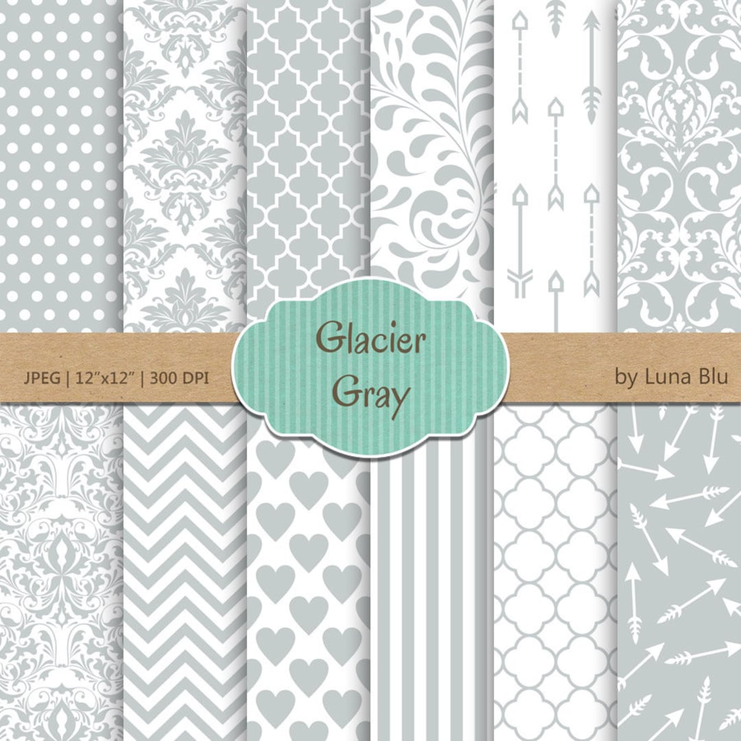 Glacier Gray Digital Paper: Scrapbook Patterns (digital Download) - Etsy