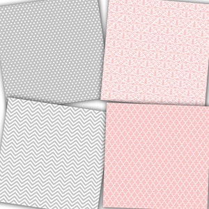 Blush and Gray Digital Paper: "blush and Gray Patterns" for Invitations ...