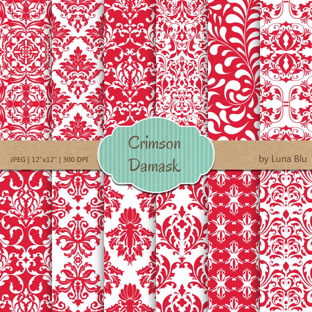 Red Digital Paper: "crimson Damask " Red Damask, Crimson Digital Paper ...