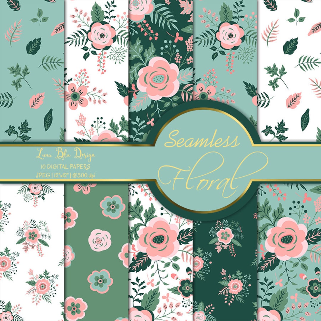 Floral Digital Paper Spring, Floral Digital Paper Commercial, Floral ...