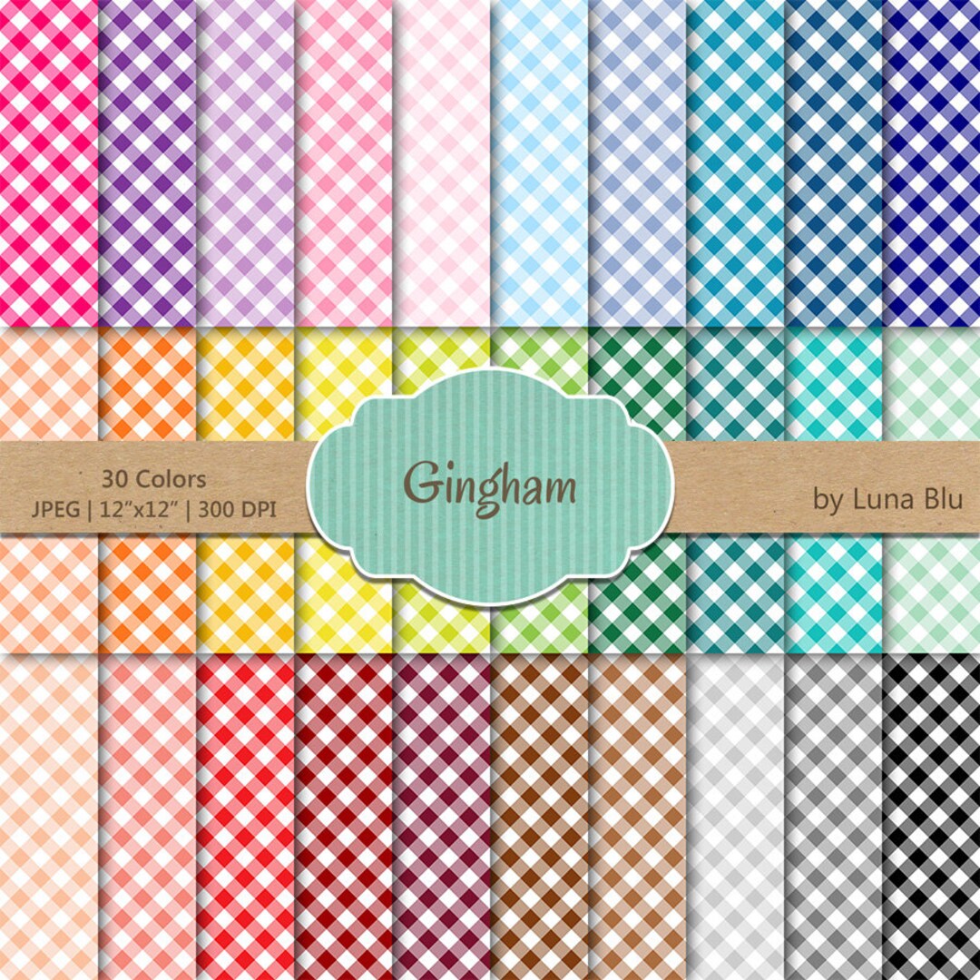 Gingham Digital Paper Pack: "rainbow Gingham" Digital Paper Bundle ...