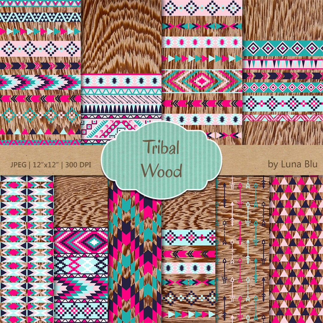 Tribal Wood Digital Paper: " Tribal Wood Backgrounds" Rustic Wood ...