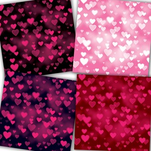 Heart Digital Paper Pack: " Heart Bokeh" Heart Digital Paper in Pink ...