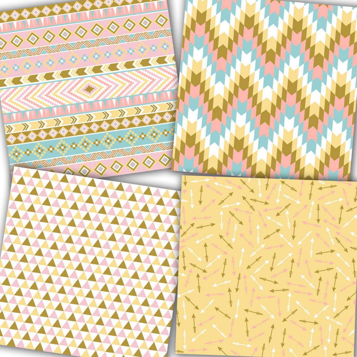 Tribal Pattern Digital Paper: Aztec Geometric Designs (digital Download ...