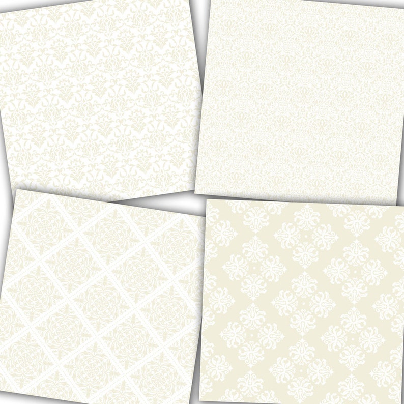 Ivory Digital Paper: ivory Damask Patterns Subtle - Etsy