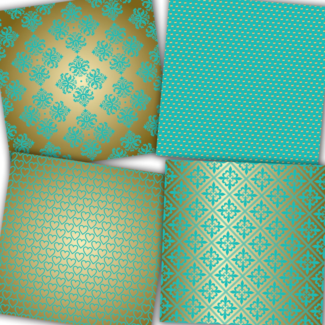 Turquoise and Gold Digital Paper: turquoise and Gold | Etsy
