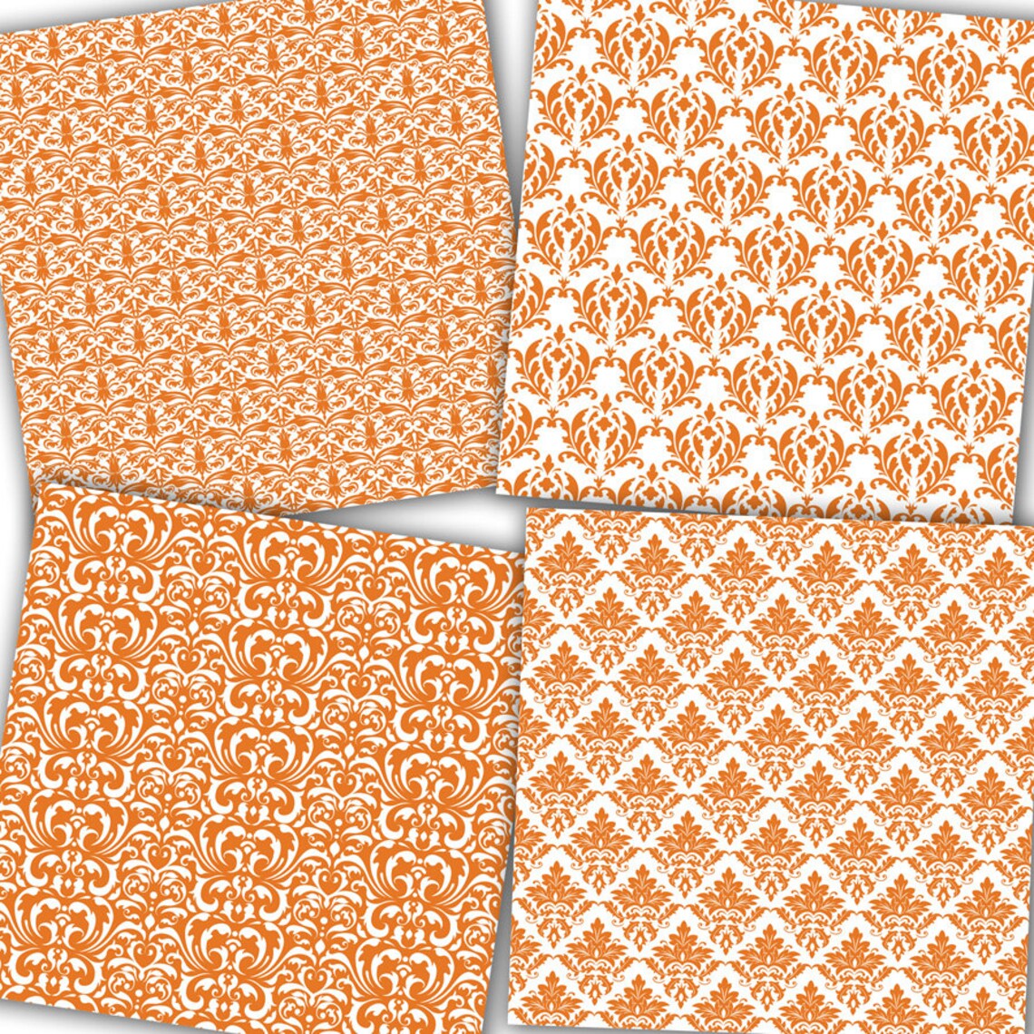 Damask Digital Paper: orange Damasks Orange - Etsy