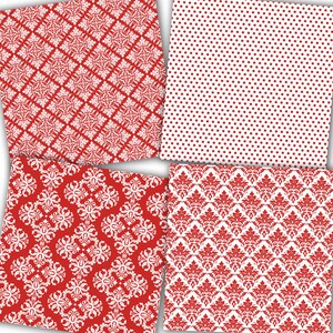 Red Digital Paper: "red Patterns " Christmas Red Scrapbook Papers, for ...
