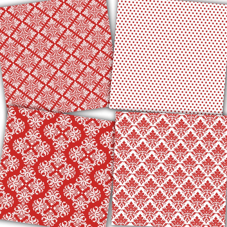 Red Digital Paper: red Patterns Christmas Red - Etsy
