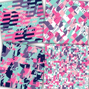 Modern Digital Paper, Bold Modern Abstract Designs, Seamless Abstract ...