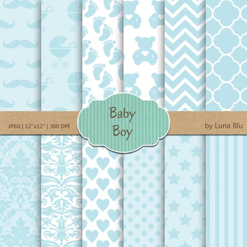 Baby Boy Digital Paper Pack: it's a Boy Light - Etsy
