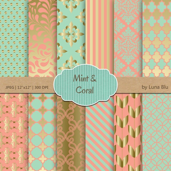 Mint and Coral - Etsy