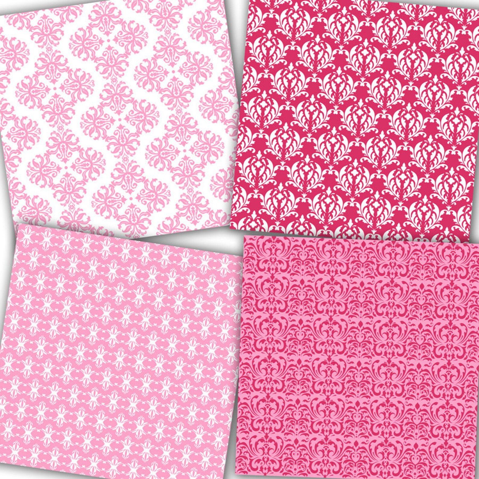 Pink Damask Digital Paper: pink Damask Pink Digital Paper, for ...