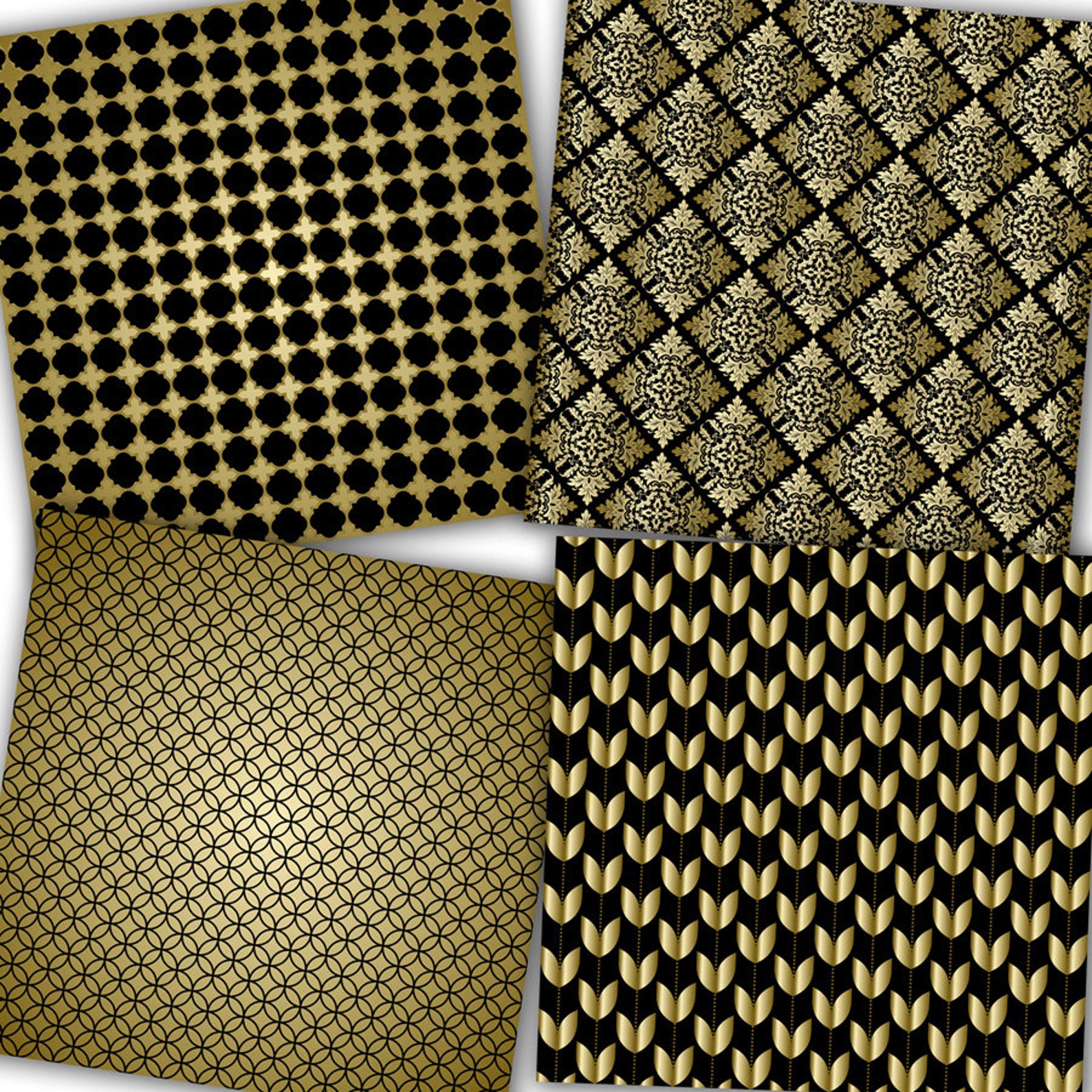 Black and Gold Digital Paper: metallic Gold Patterns - Etsy
