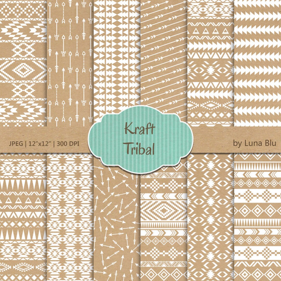 Tribal Digital Paper: " Kraft Tribal" Kraft Digital Paper With ...