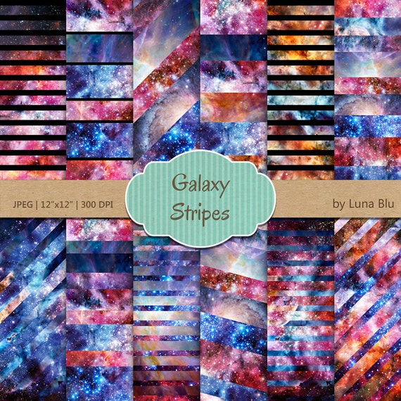 Galaxy Digital Paper: galaxy Stripes Galaxy | Etsy