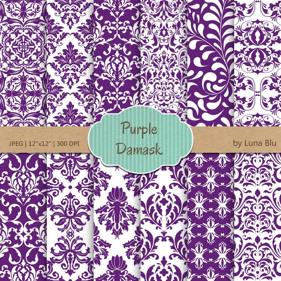 Purple Damask Digital Paper: Purple Damask | Etsy