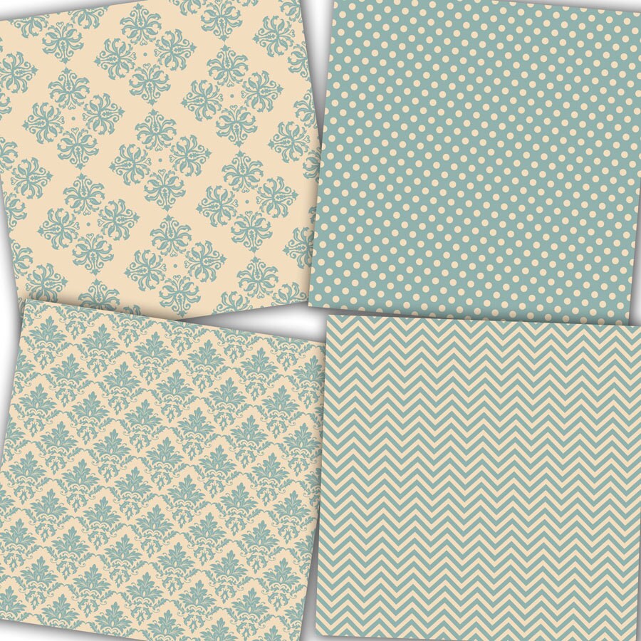 Vintage Blue Digital Paper: vintage Blue Patterns | Etsy
