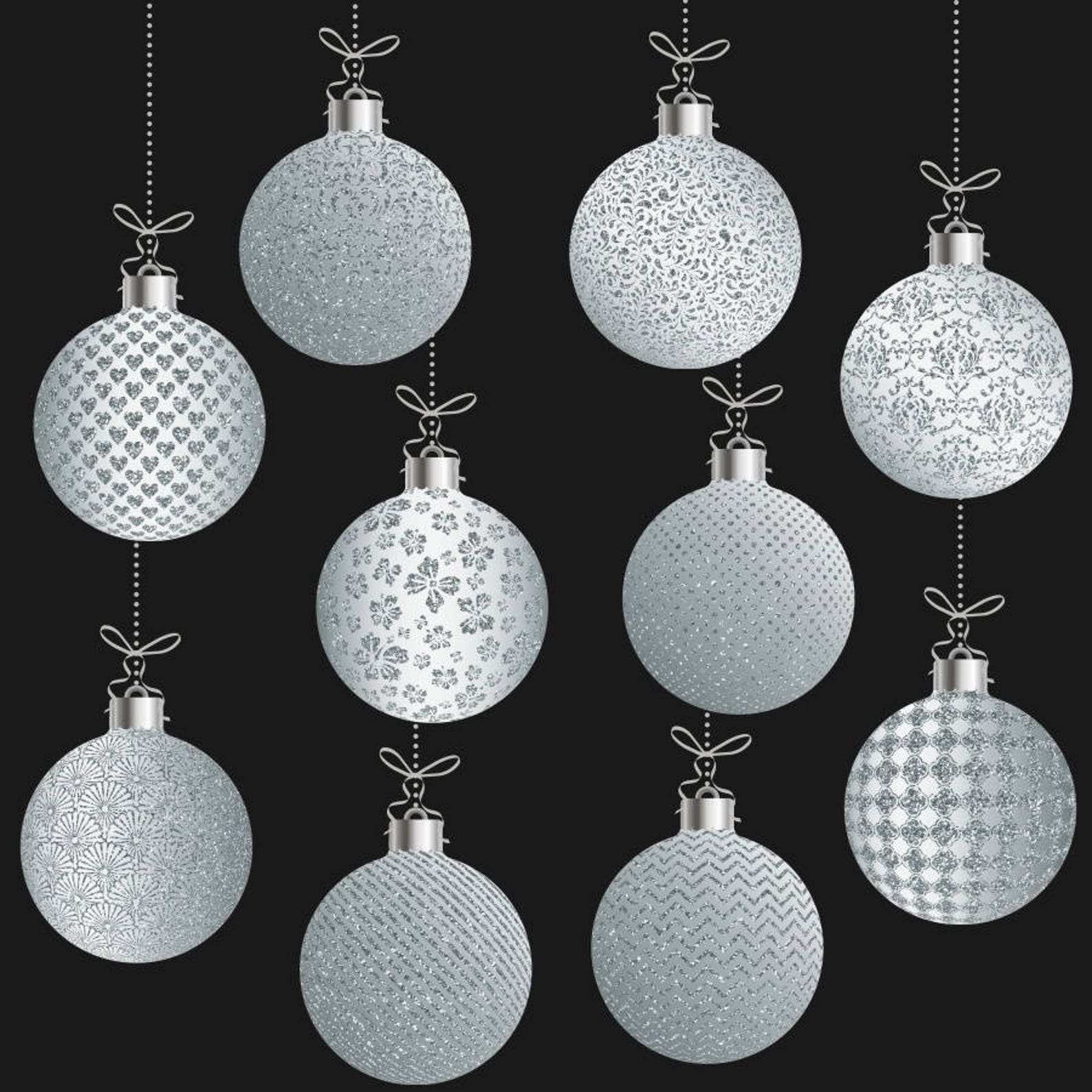 Silver Christmas Clipart Silver Christmas Ornaments Silver - Etsy