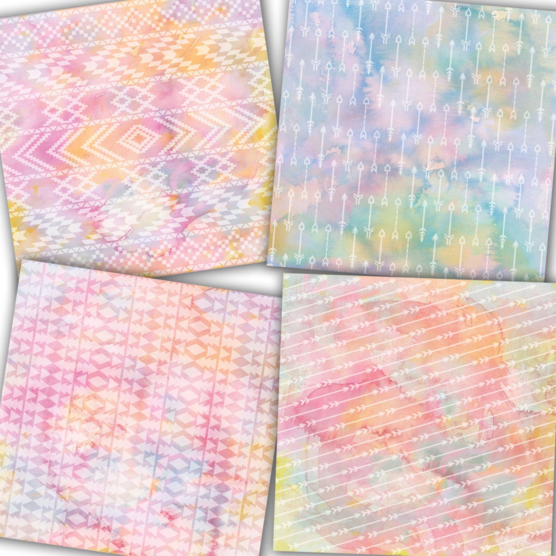 Watercolor Digital Paper watercolor Tribal Pastel - Etsy