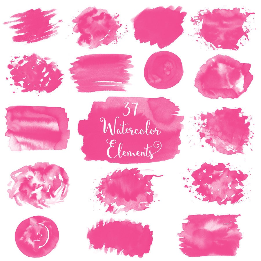 Watercolor splash clipart pink watercolor brush strokes pink | Etsy