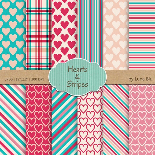 Sweet Valentine Digital Paper Pack | Etsy