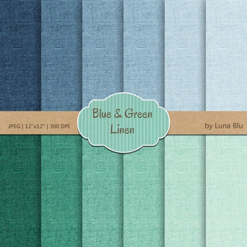 Linen Digital Paper Pack: blue and Green Linen - Etsy