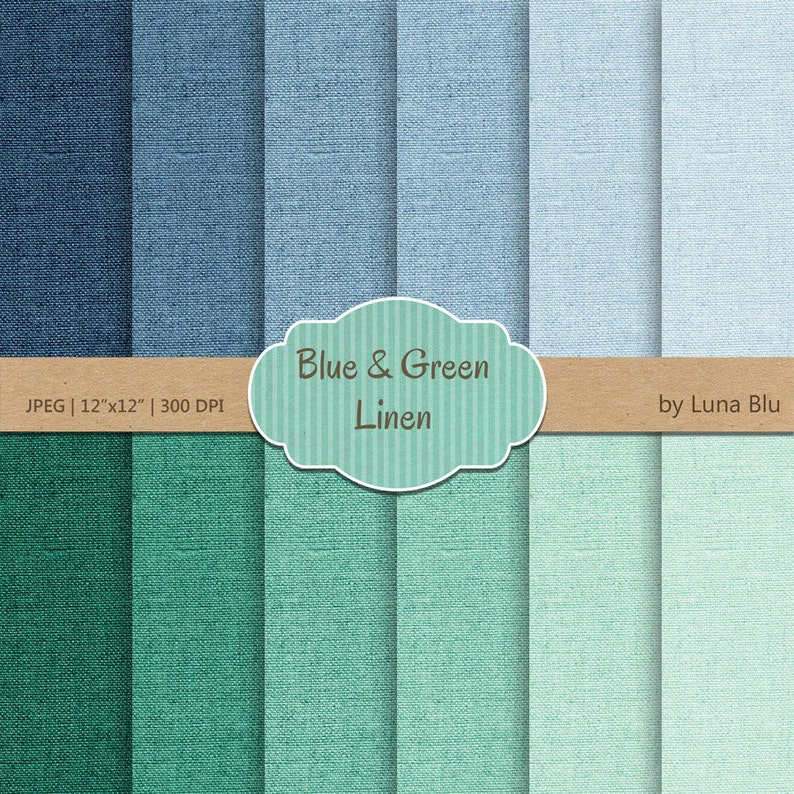 Linen Digital Paper Pack: blue and Green Linen - Etsy