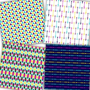 Arrows Digital Paper: "arrow Patterns" Tribal Digital Paper, Arrow ...