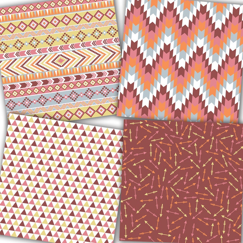 Tribal Digital Paper: Tribal Patterns in Pantone - Etsy