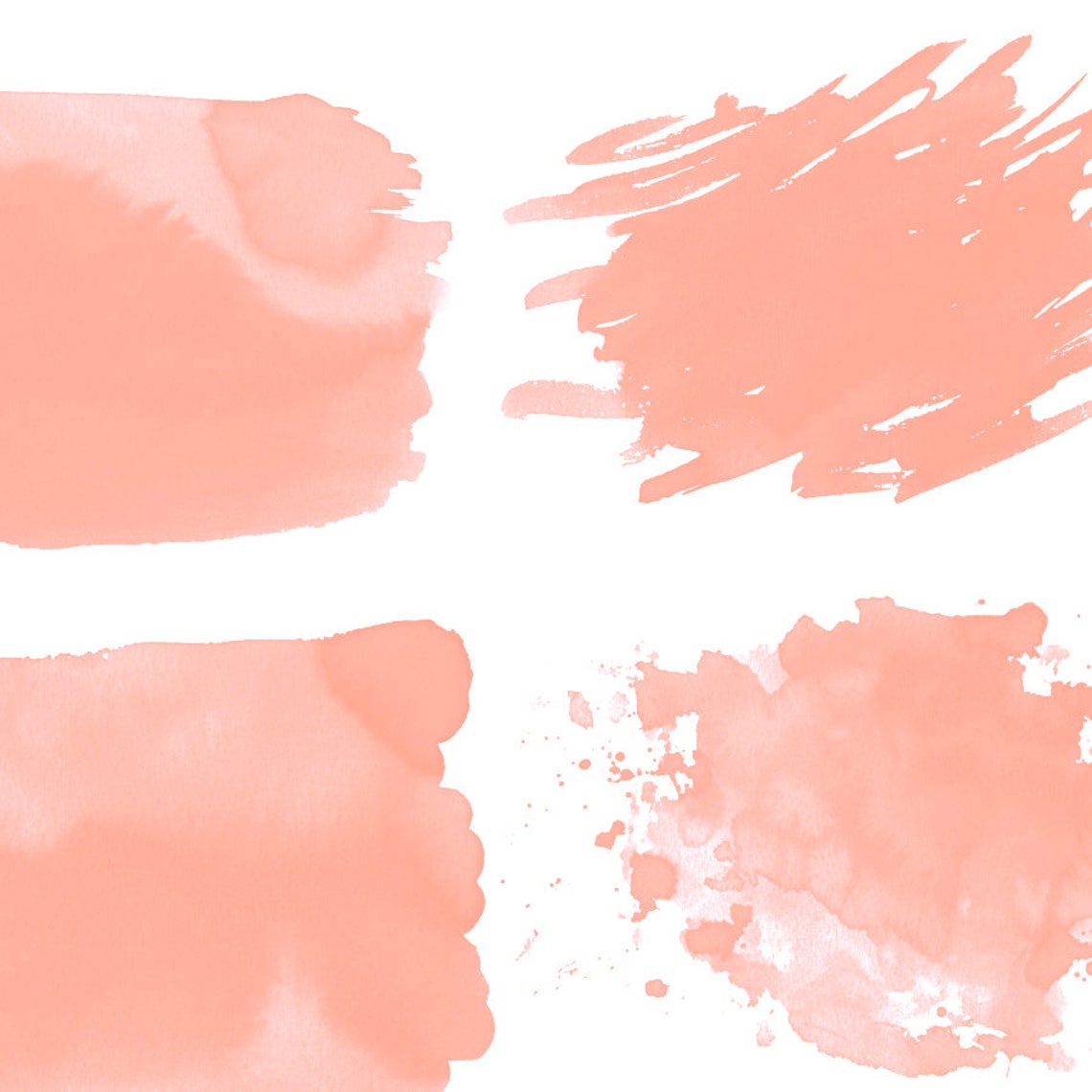 Watercolor Splash Clipart Coral Watercolor Brush Strokes | Etsy