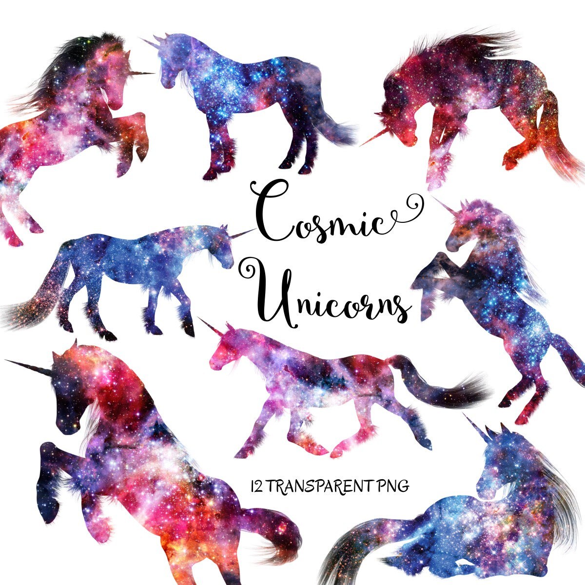 Unicorn clipart: Cosmic Unicorns galaxy unicorn | Etsy