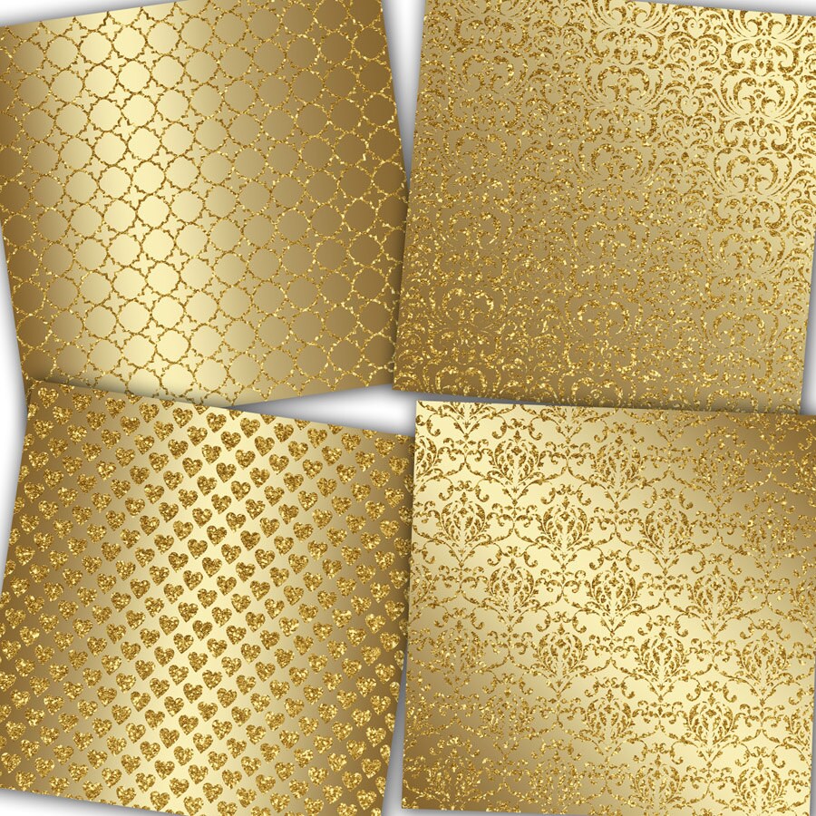 Gold Glitter Digital Paper: Gold Glitter Patterns | Etsy