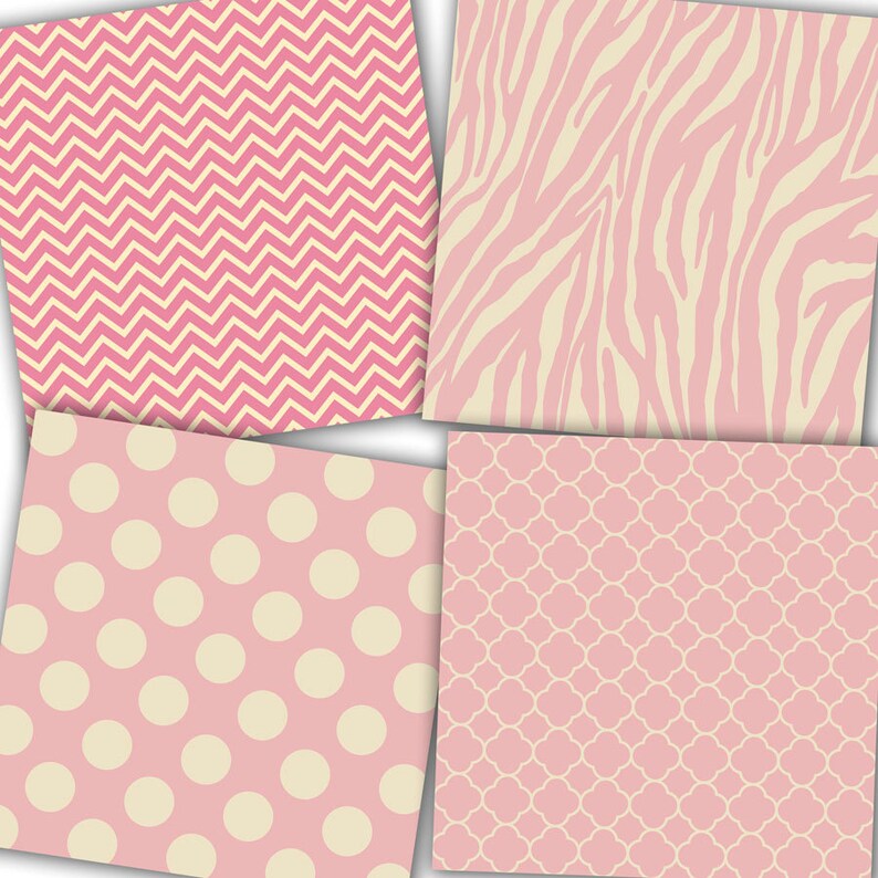 Digital Paper Pack: vintage Pink Patterns Pastel - Etsy