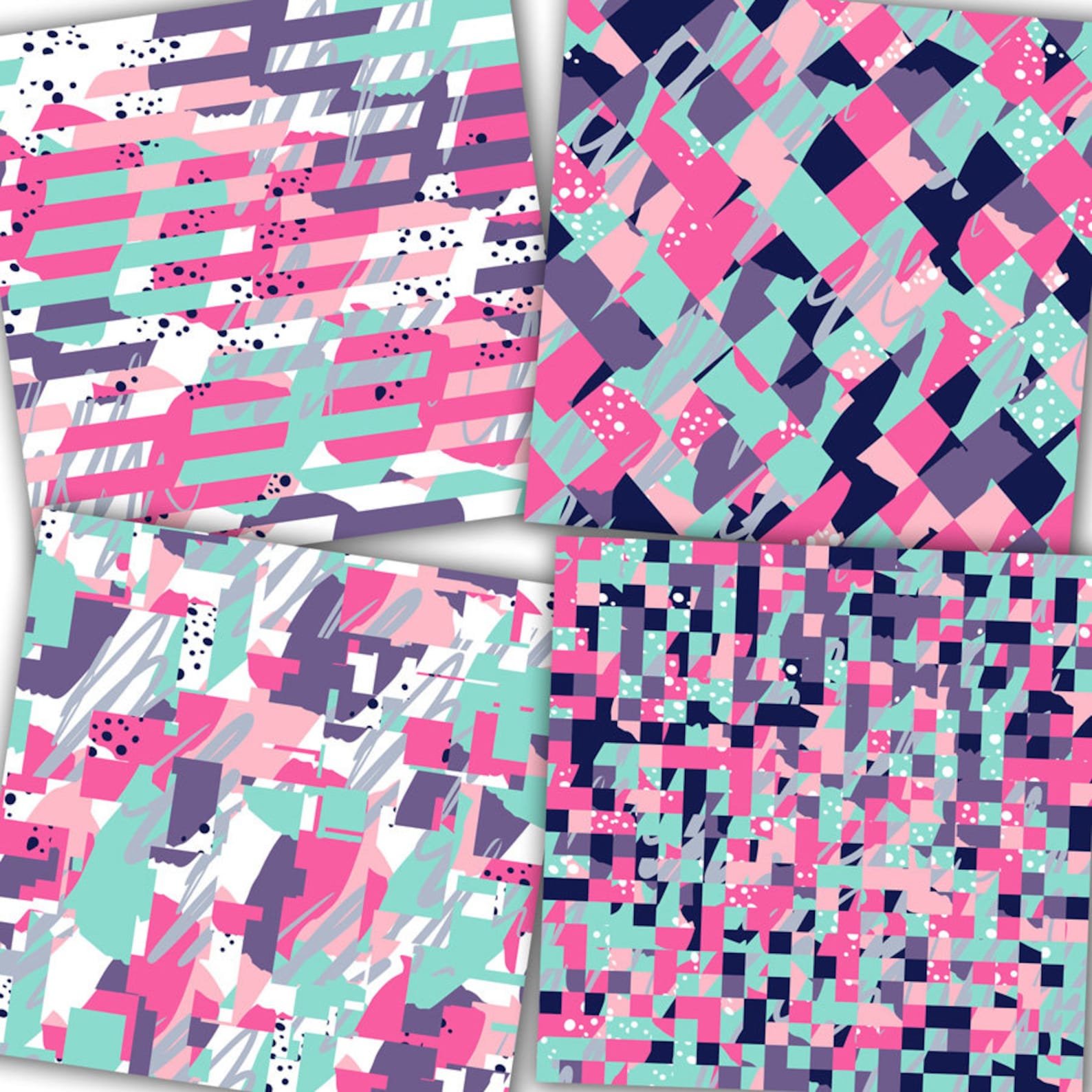 Modern Digital Paper Bold Modern Abstract Designs Seamless | Etsy