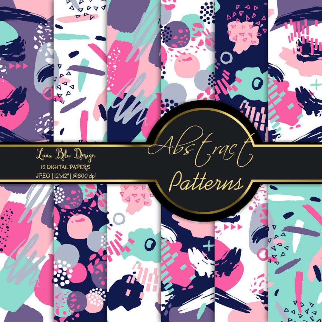 Trendy Digital Paper, Abstract Patterns, Colorful Digital Paper, Modern ...