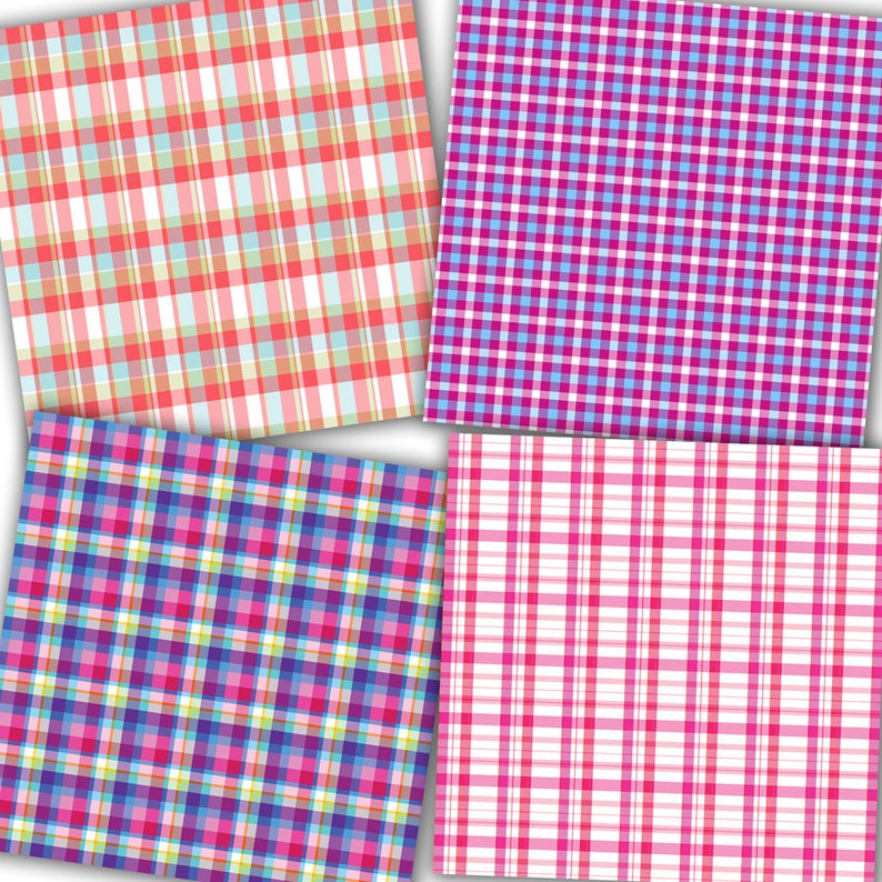 Plaid Digital Paper Pack: Colorful Scrapbook Backgrounds (digital ...